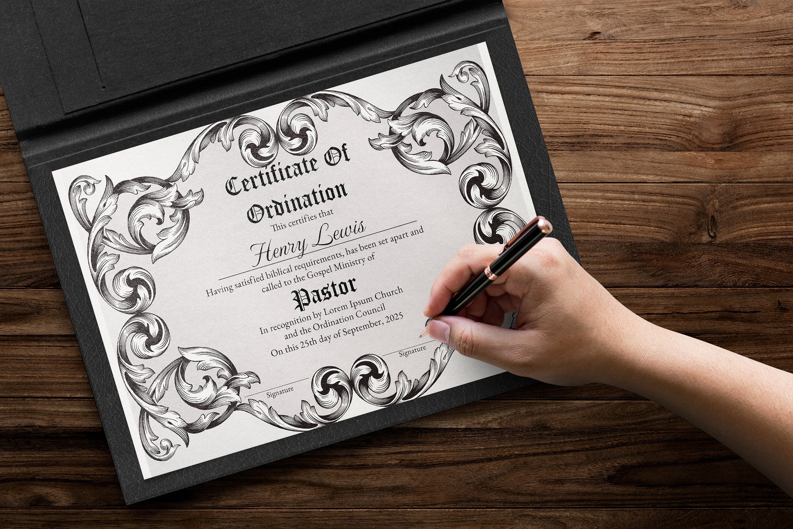 Editable Ordination Certificate Template, Printable Certificate of ...