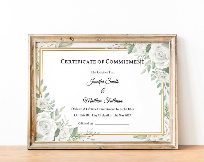 Certificate of Commitment Editable Template, Printable Certificate ...