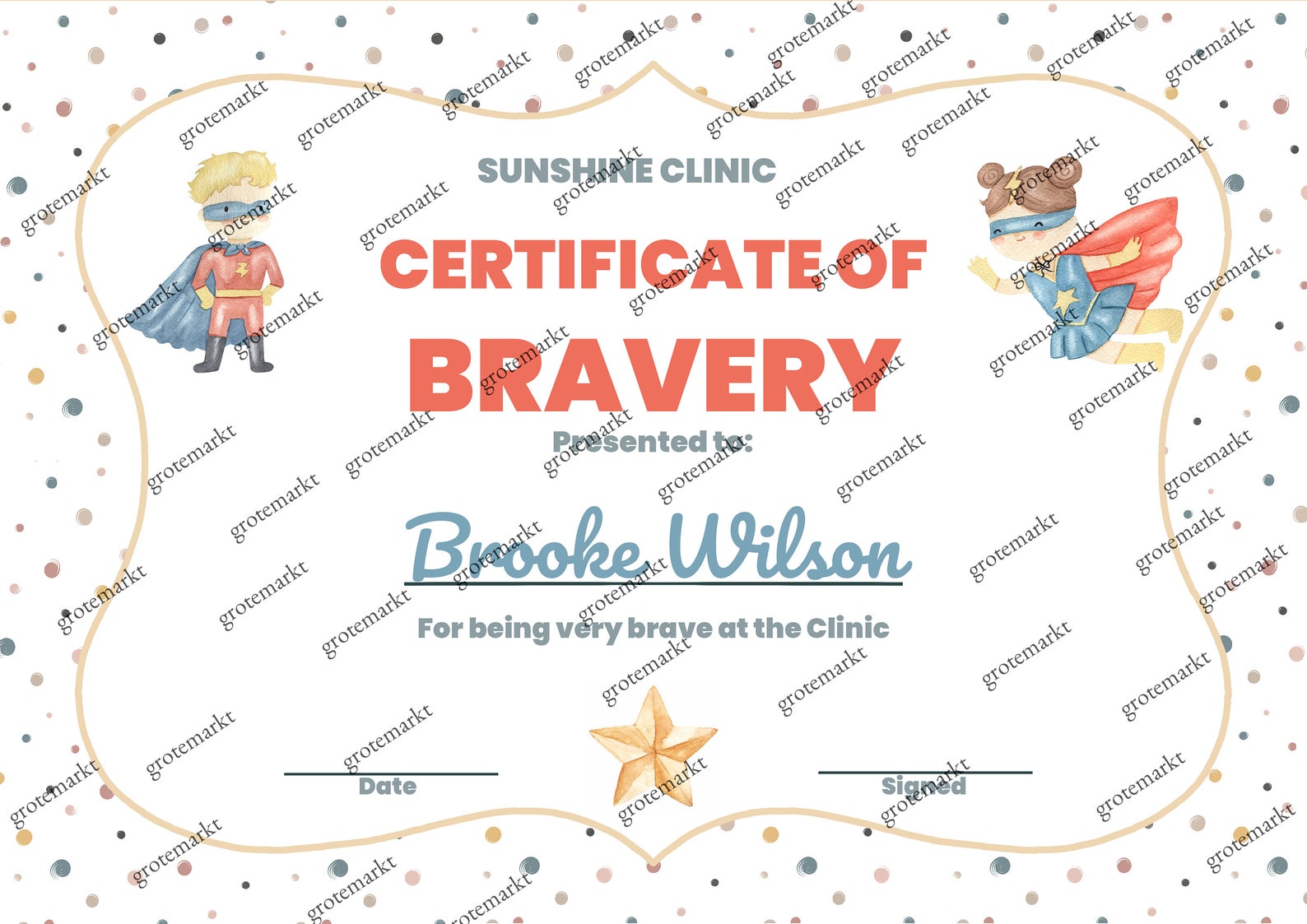 Printable Certificate of Bravery, Kids Certificate Template for Kids ...