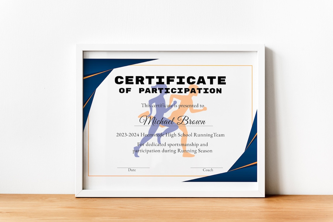 Editable Running Certificate Award Template, Sports Certificate ...