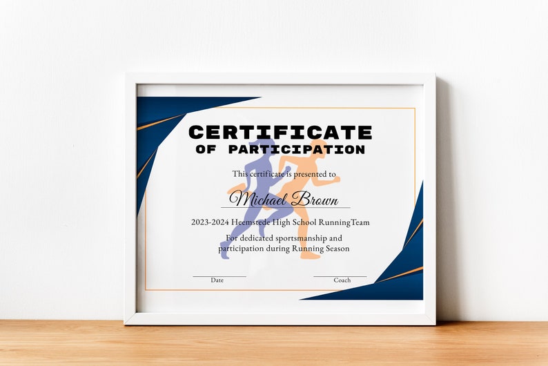 Editable Running Certificate Award Template, Sports Certificate ...
