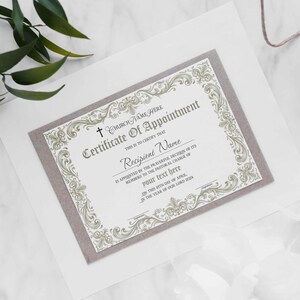 Editable Appointment Certificate Template, Printable Bishop Pastor ...