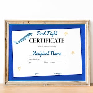 My First Flight Certificate Template, Award Certificate for Kids ...