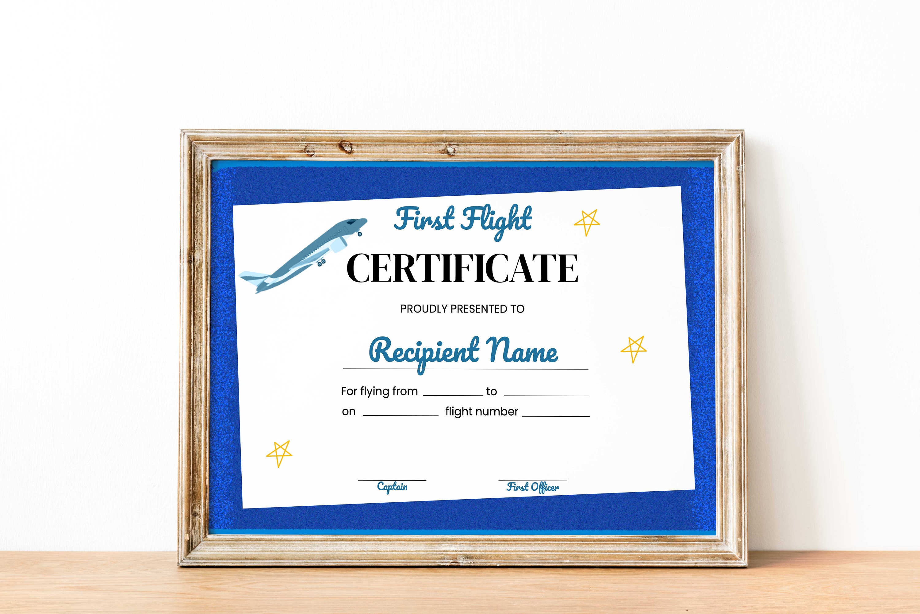 My First Flight Certificate Template, Award Certificate for Kids ...