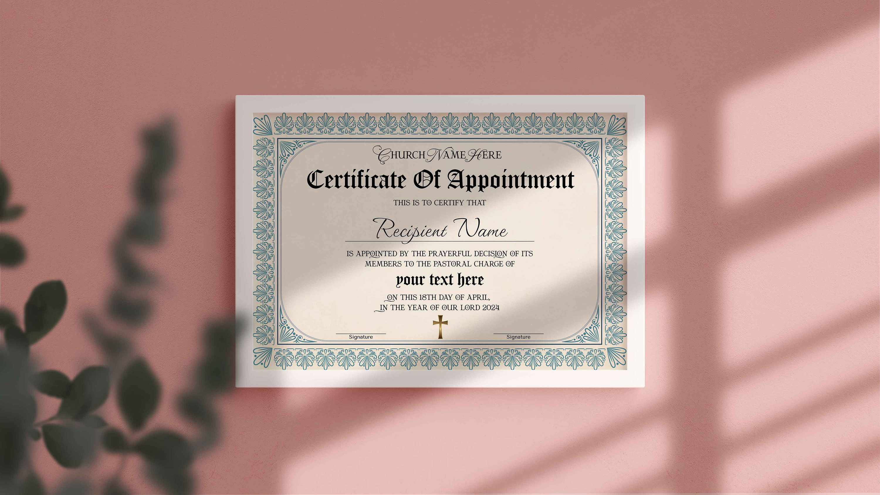 Editable Appointment Certificate Template, Printable Bishop Pastor ...