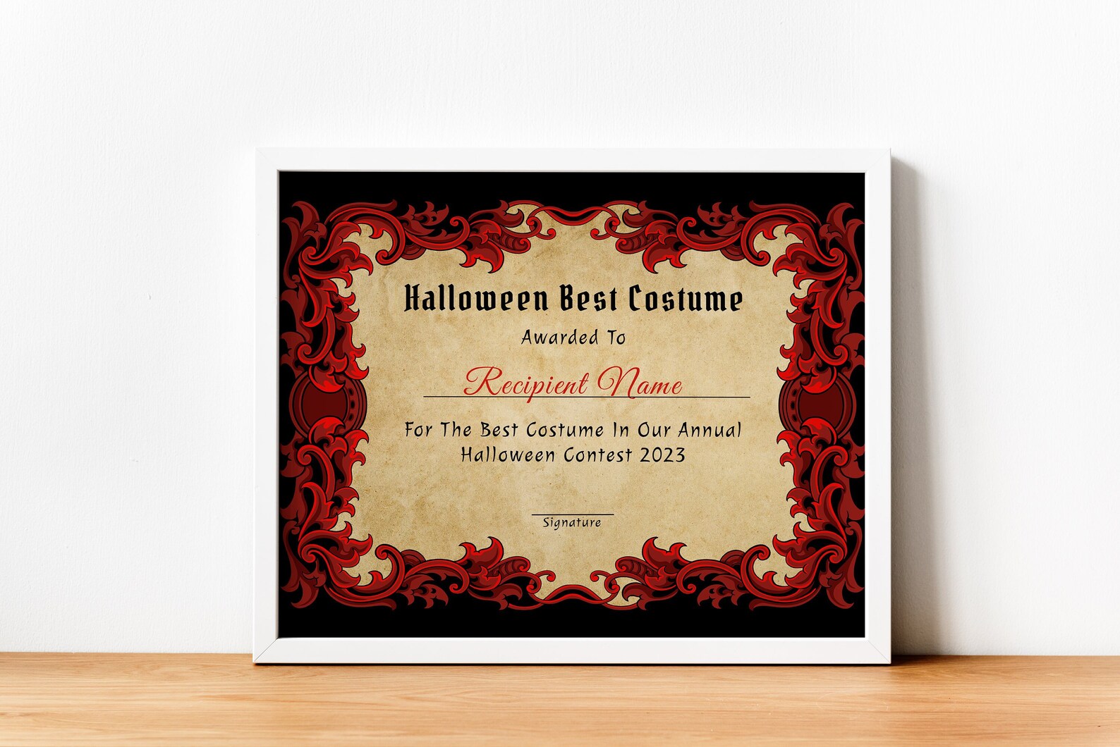 Editable Gothic Halloween Best Costume Certificate Template, Printable ...