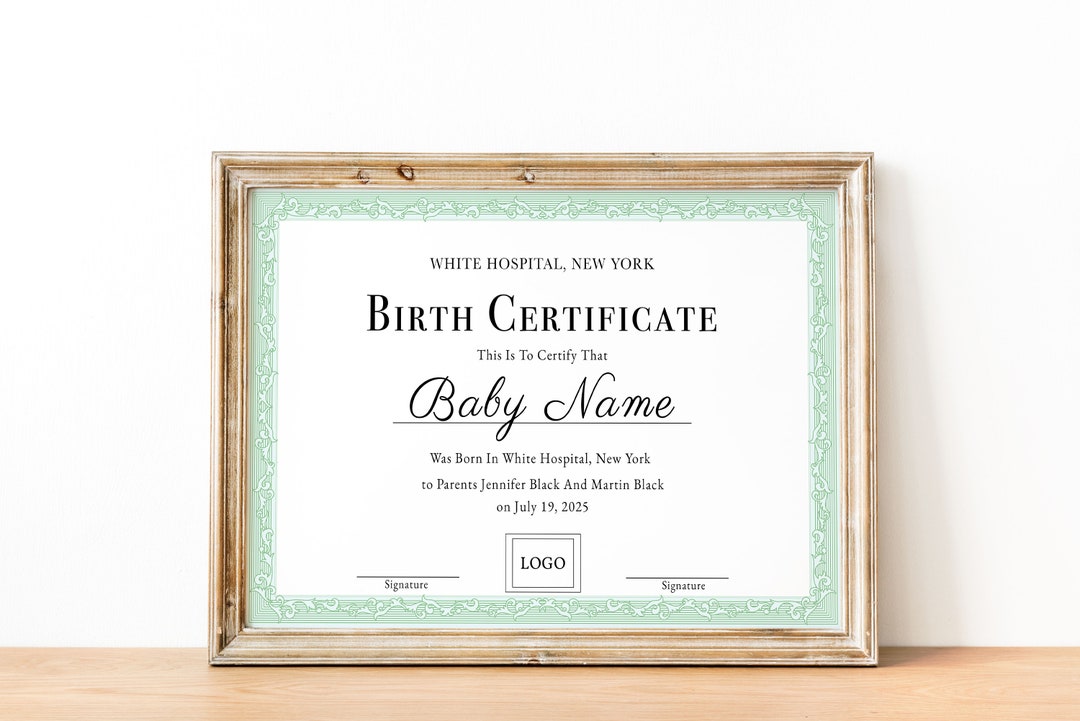 Birth Certificate Template, Printable Certificate of Birth, Maternity ...