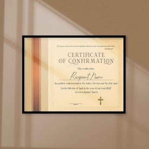 Editable Confirmation Certificate Template, Printable Certificate of ...