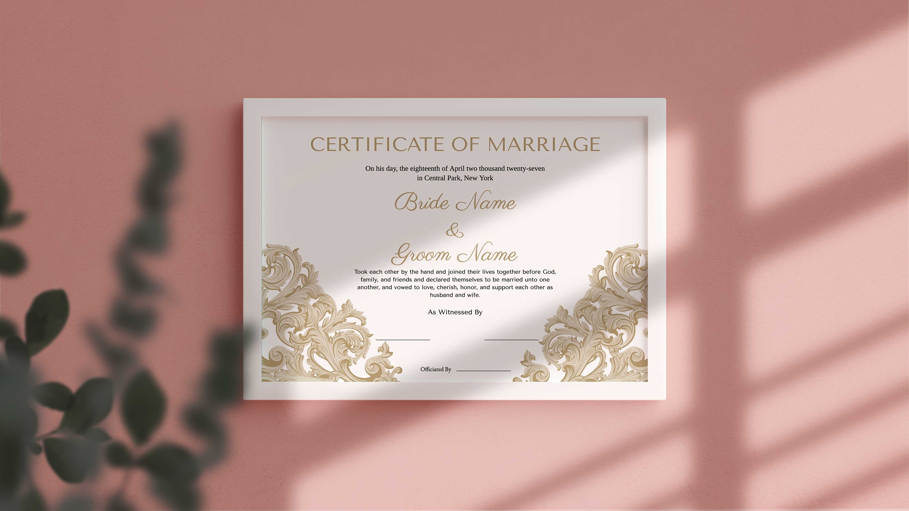 Editable Certificate of Marriage, Wedding Keepsake Marriage Certificate ...