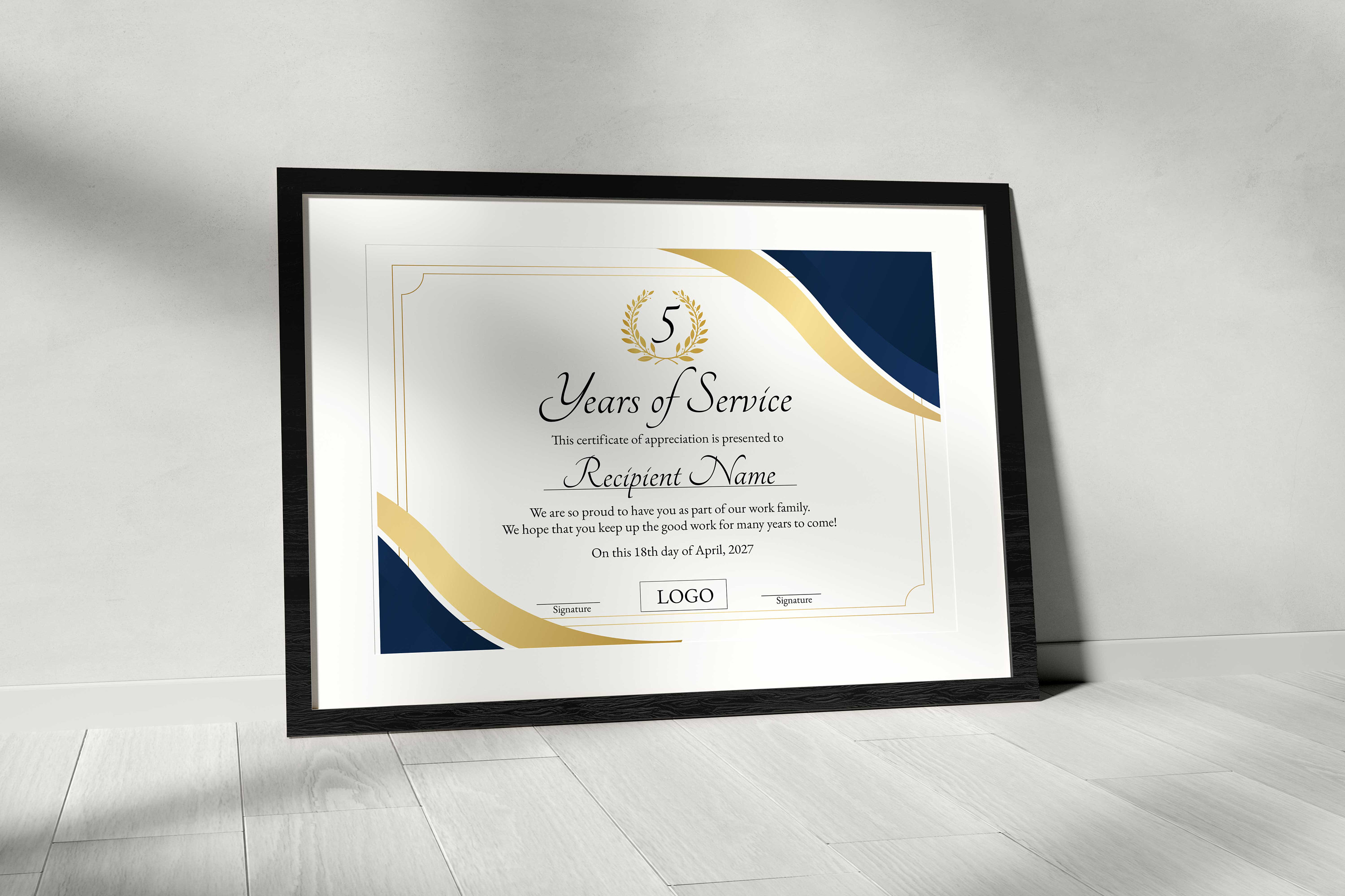 5 Years of Service Anniversary Award Certificate of Appreciation ...