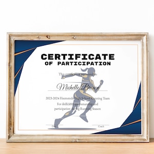 Editable Cross Country Certificate, Running Certificate, Track and ...
