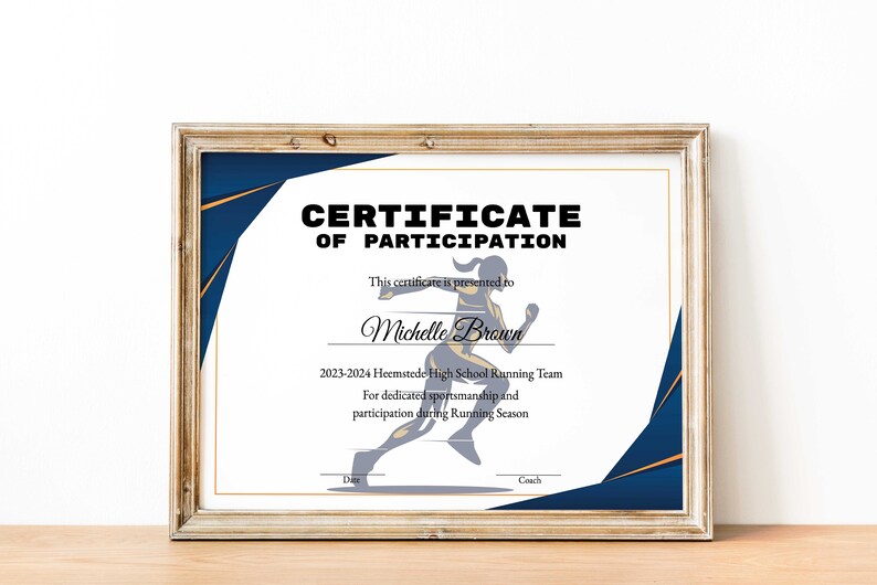 Editable Cross Country Certificate, Running Certificate, Track and ...