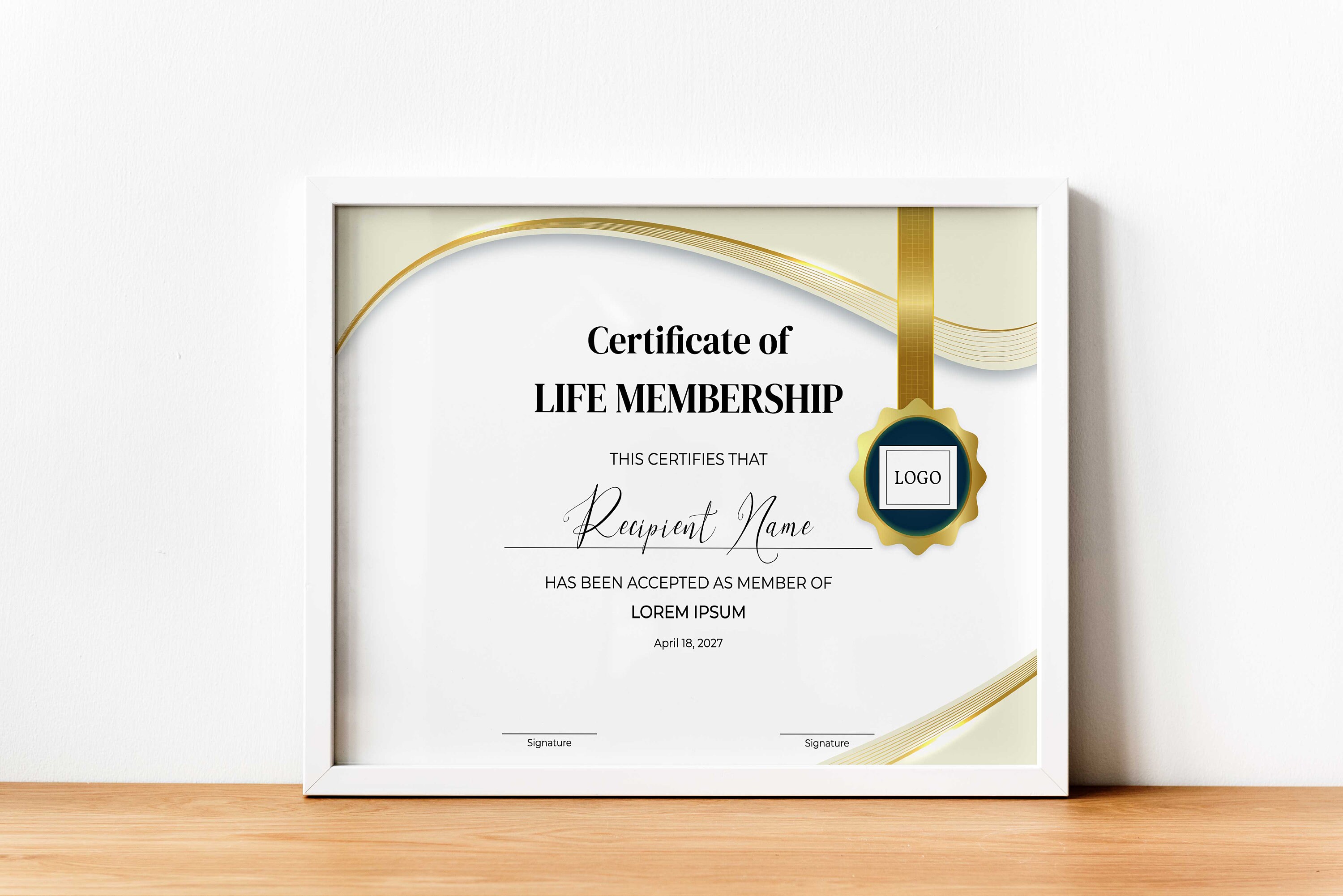 Life Membership Certificate Template, Editable Printable Elegant ...