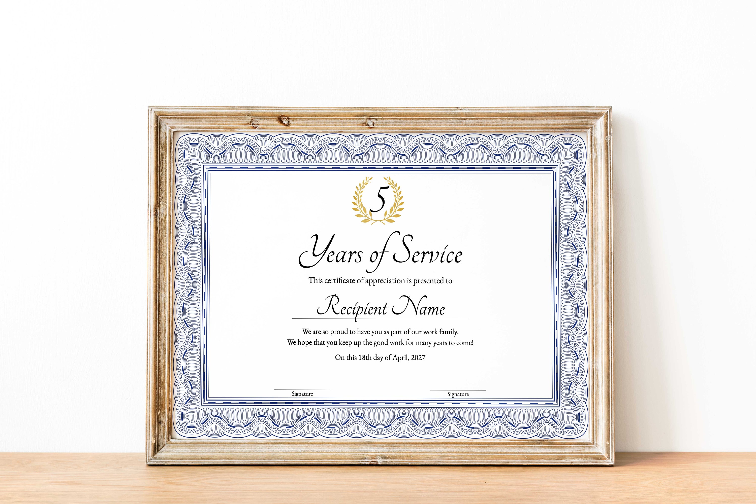 EDITABLE Years of Service Certificate, Appreciation Certificate ...