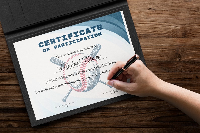 Editable Baseball Certificate Template, Printable Certificate Template ...