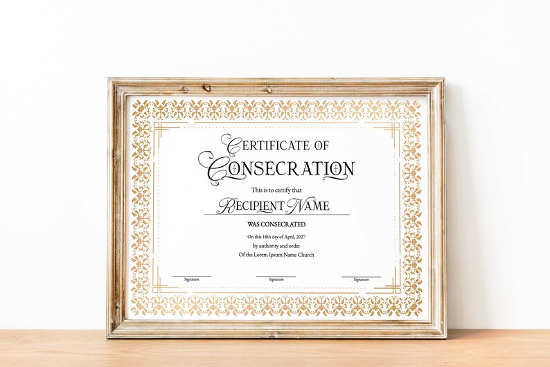 Editable Certificate of Consecration Template, Printable Consecration ...