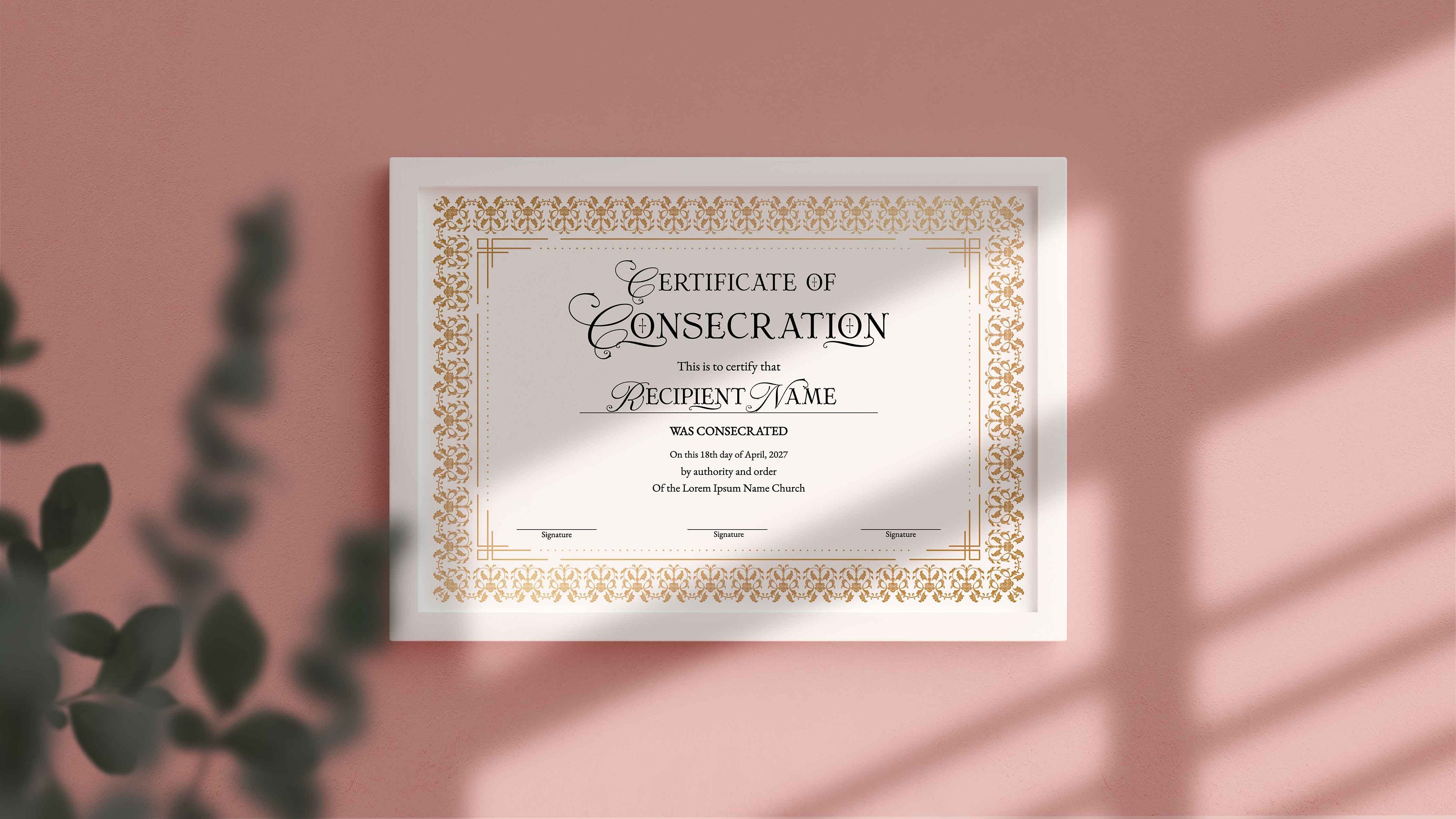 Editable Certificate of Consecration Template, Printable Consecration ...