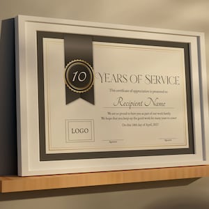 25 Years of Service Anniversary Award Certificate of Appreciation ...