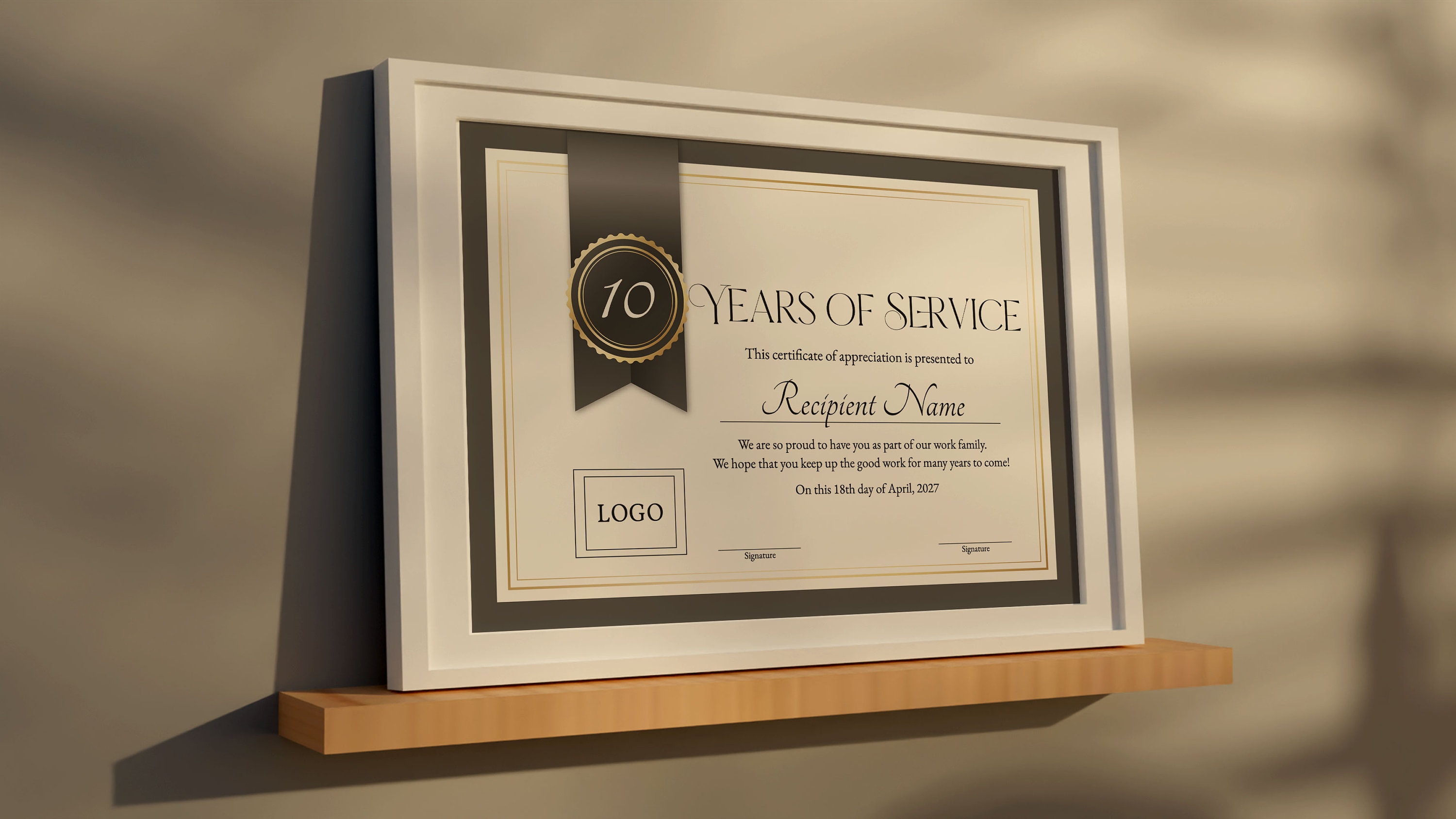 25 Years of Service Anniversary Award Certificate of Appreciation ...