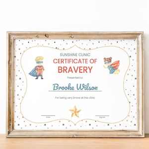 Printable Certificate of Bravery, Kids Certificate Template for Kids ...