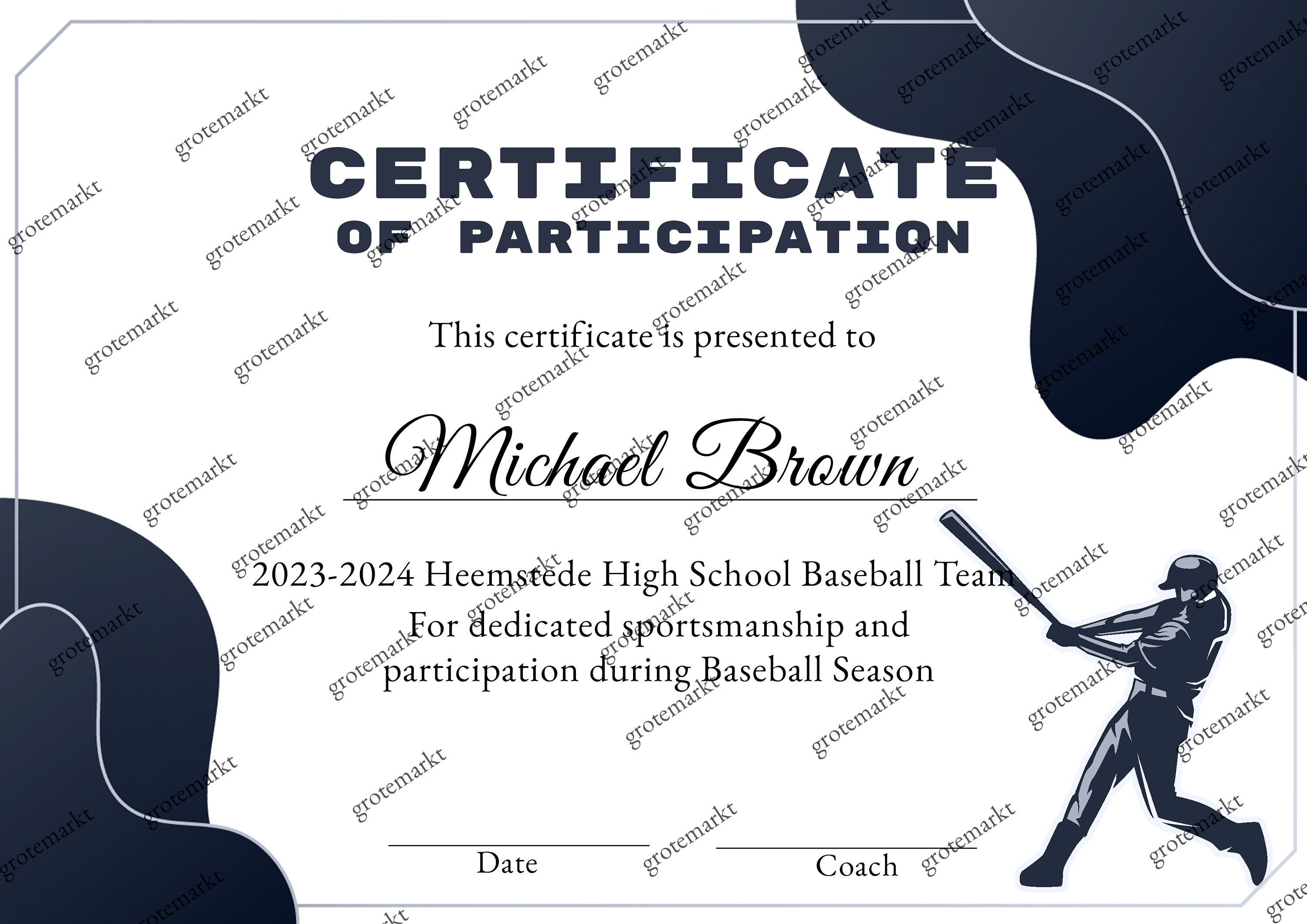 EDITABLE Baseball Certificate Template, Baseball Award Certificate of ...