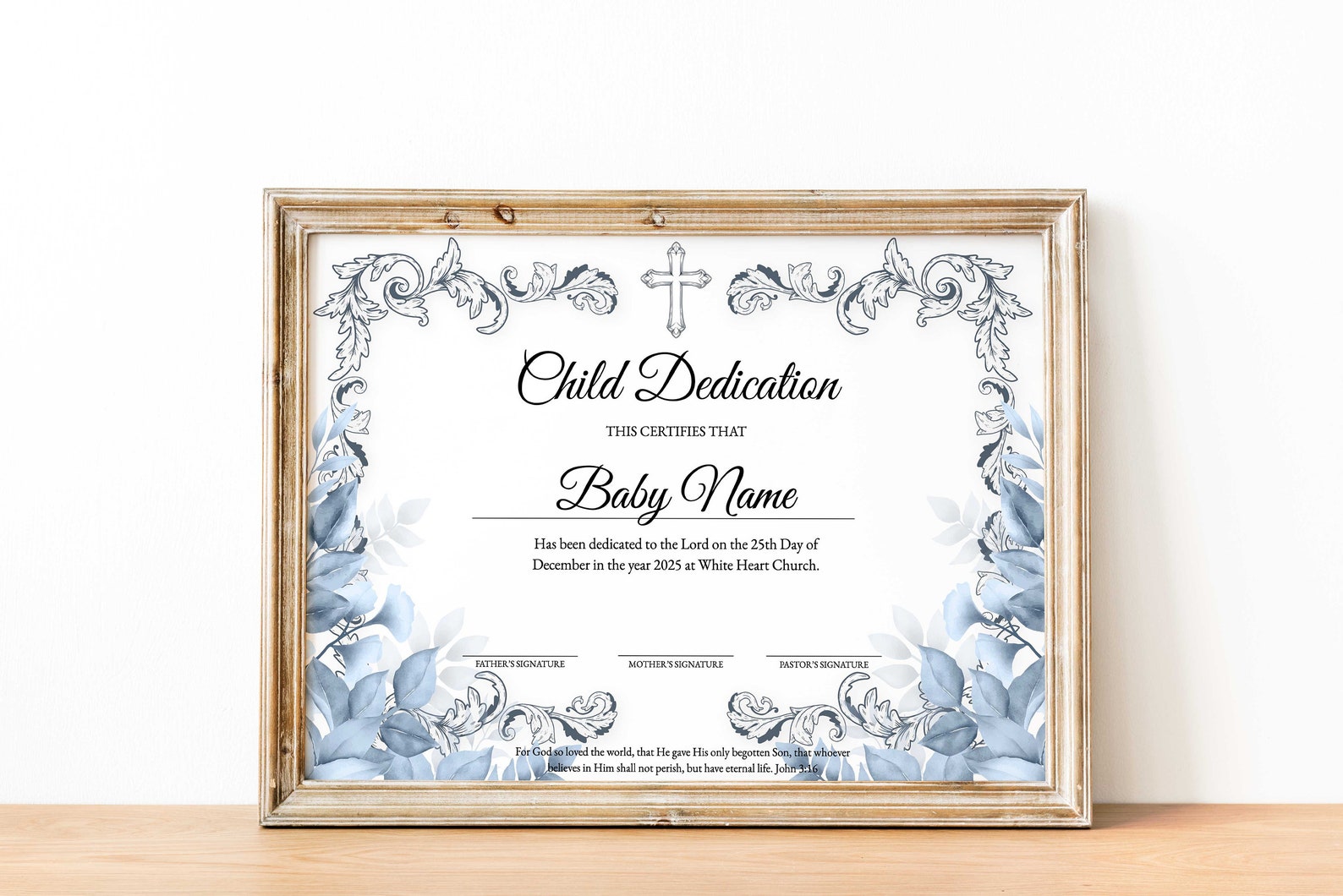 Personalized Child Dedication Certificate Template, Baptism, Children ...