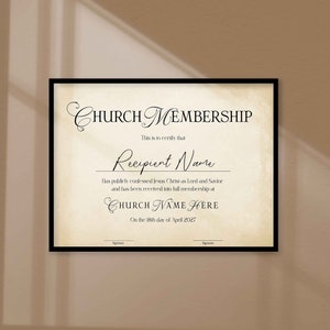 Editable Church Membership Certificate Template, Editable Printable ...