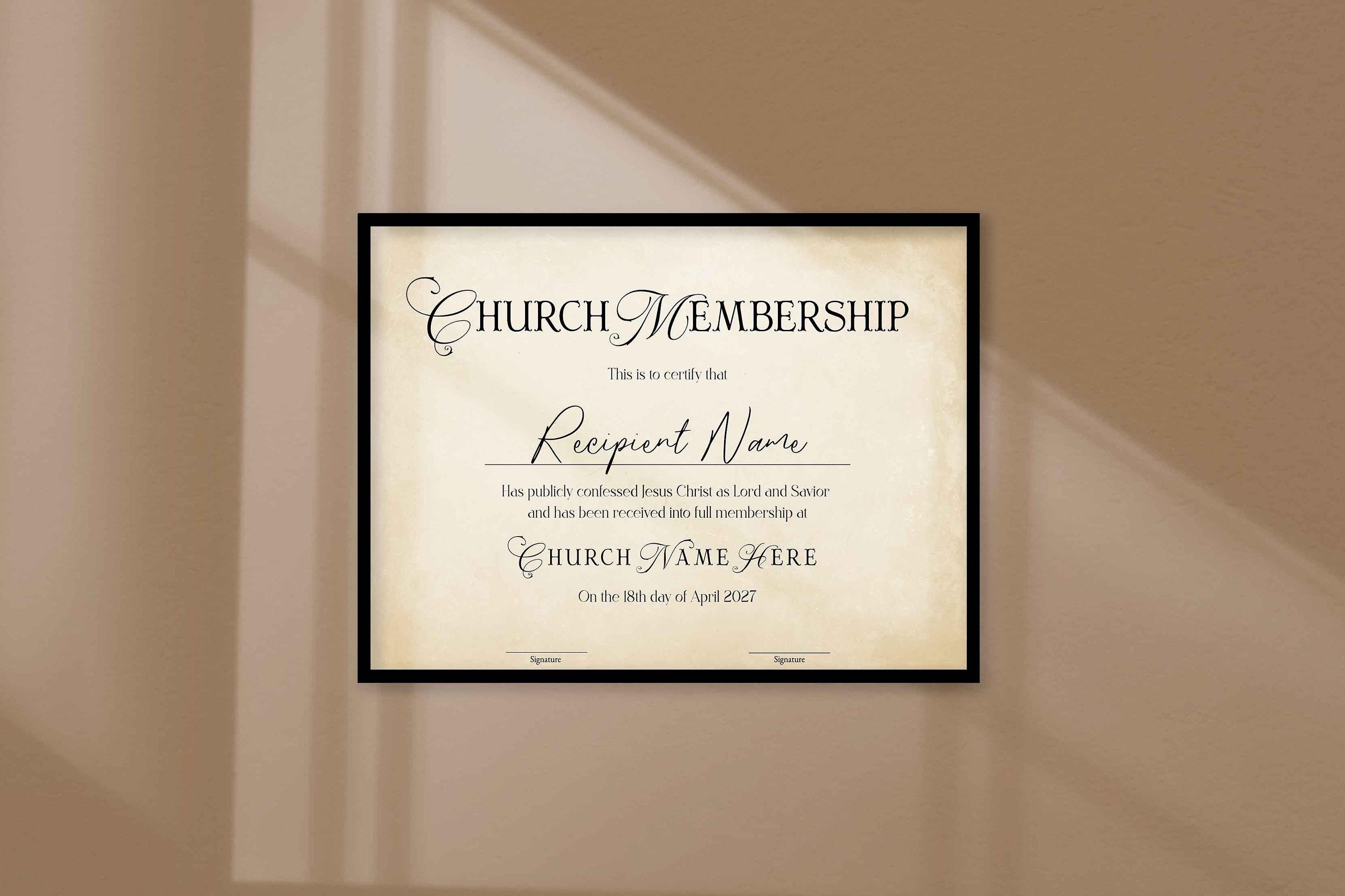 Editable Church Membership Certificate Template, Editable Printable ...