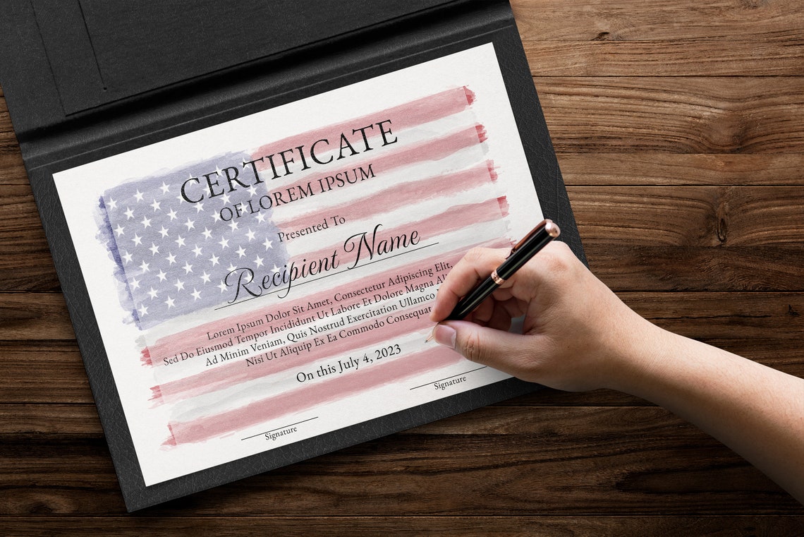 Independence Day Certificate, American Appreciation Certificate ...