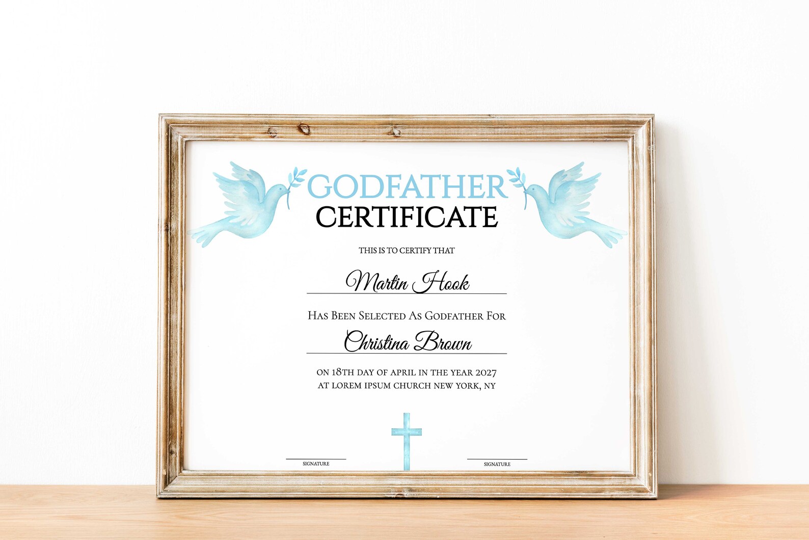 Godmother Certificate Template, Editable Godfather Certificate ...