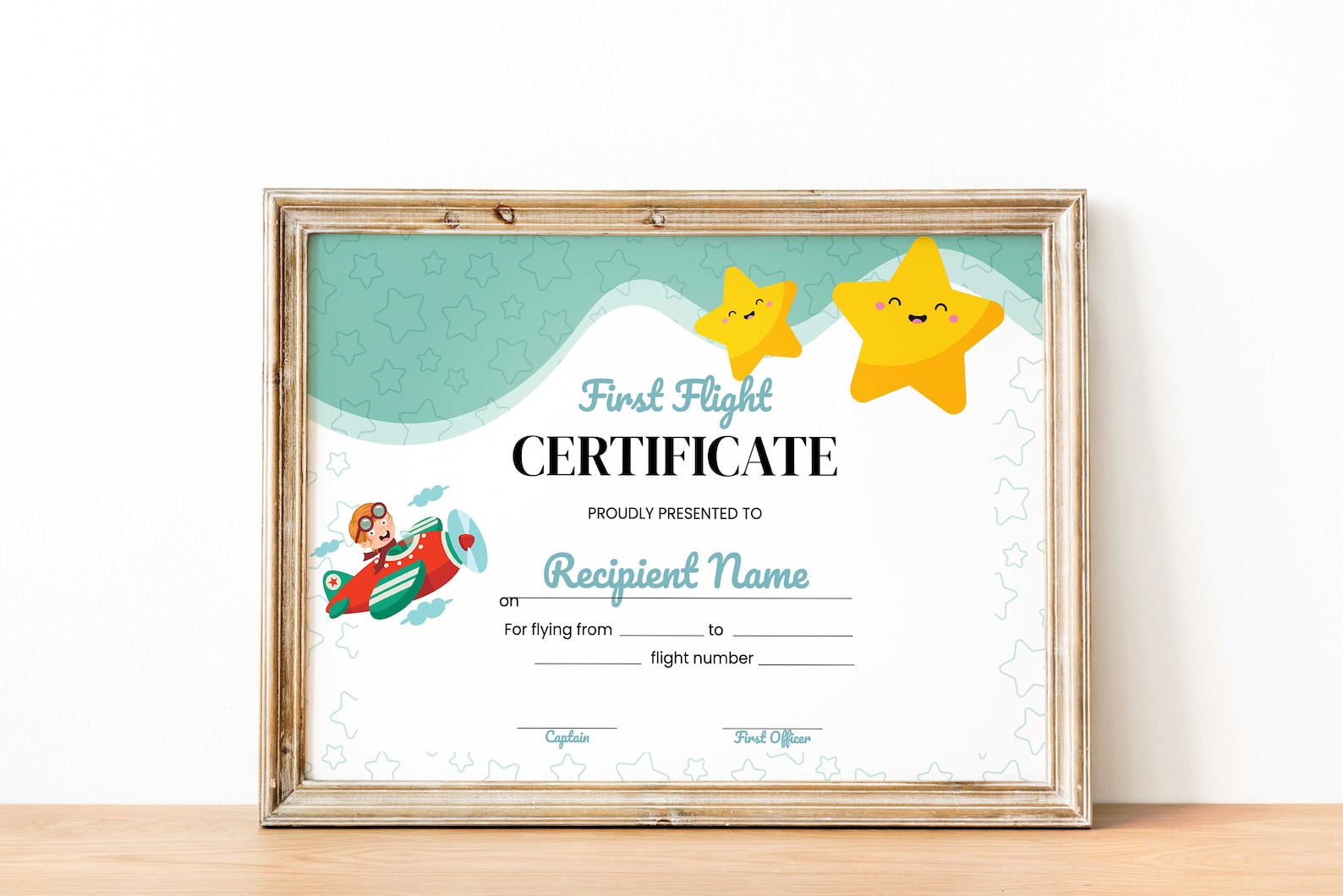 My First Flight Certificate Template, Award Certificate for Kids ...