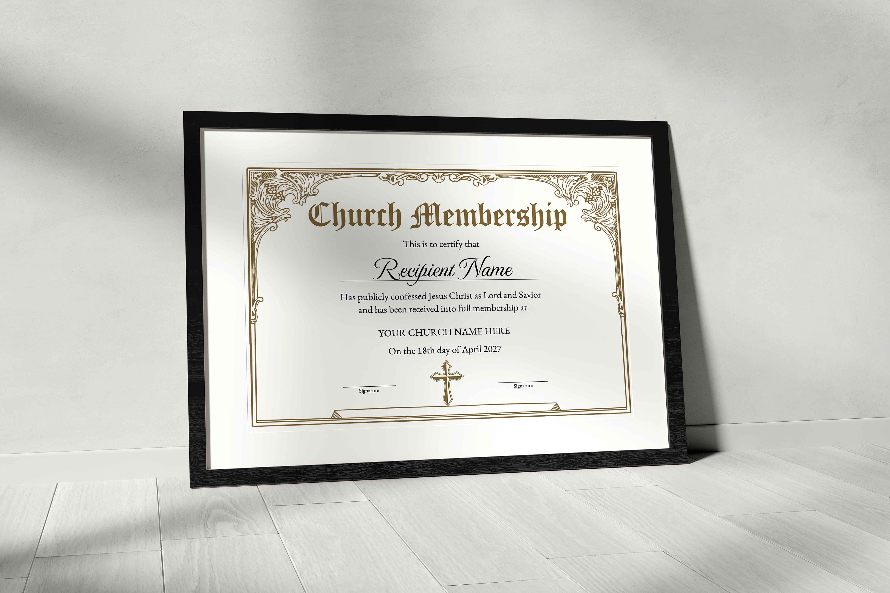 Church Membership Certificate Template, Editable Printable Certificate ...
