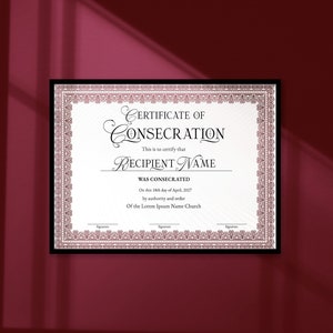 Editable Certificate of Consecration Template, Printable Consecration ...