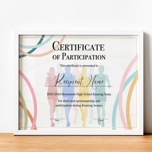 Editable Running Certificate Award Template, Sports Certificate ...