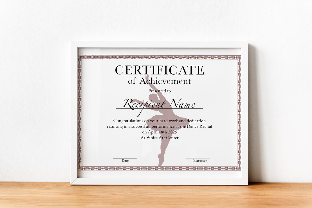 Editable Ballet Awards Certificate Template Ballet Dancer - Etsy