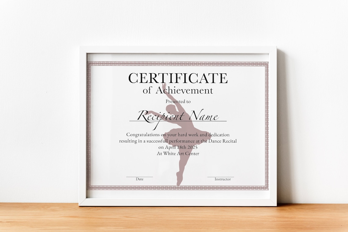 Editable Ballet Awards Certificate Template, Ballet Dancer Award ...