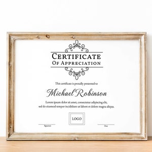 Printable Certificate of Appreciation, Editable Appreciation ...