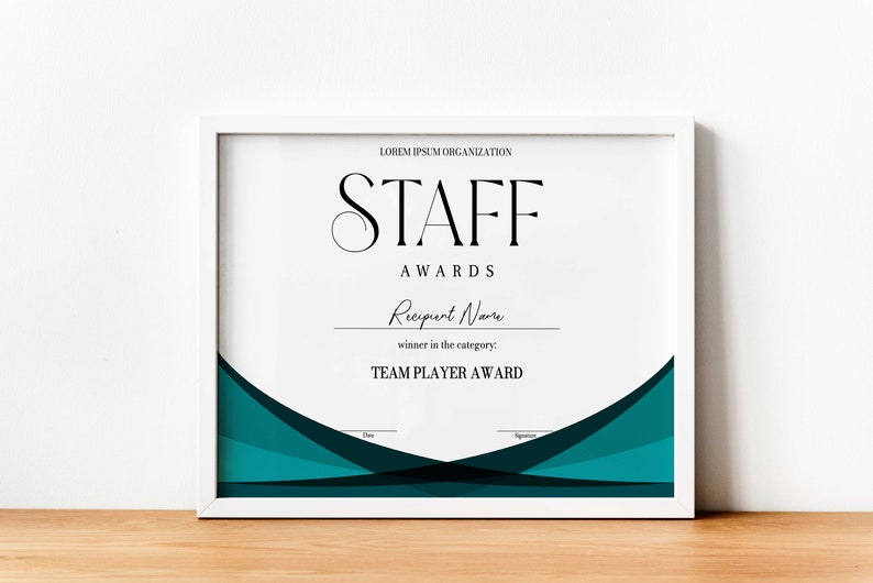 Best Staff Awards, Team Player Award Certificate, EDITABLE Best ...