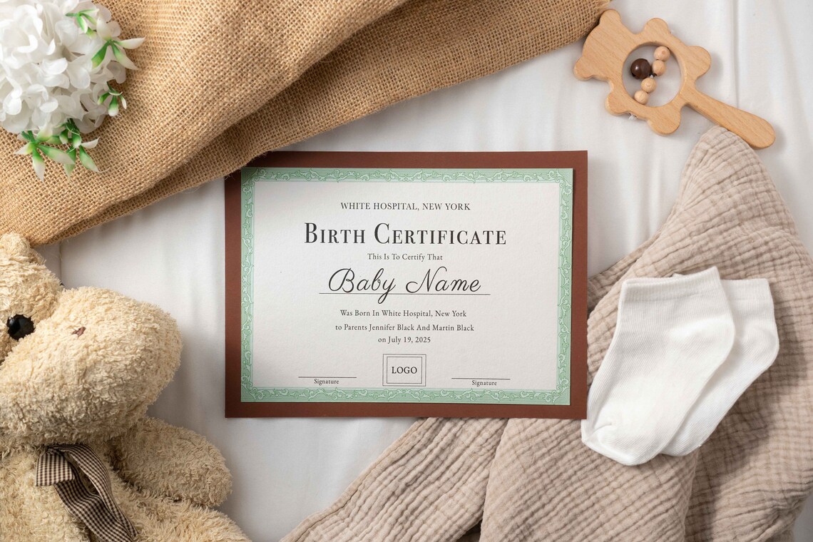 Birth Certificate Template, Printable Certificate of Birth, Maternity ...