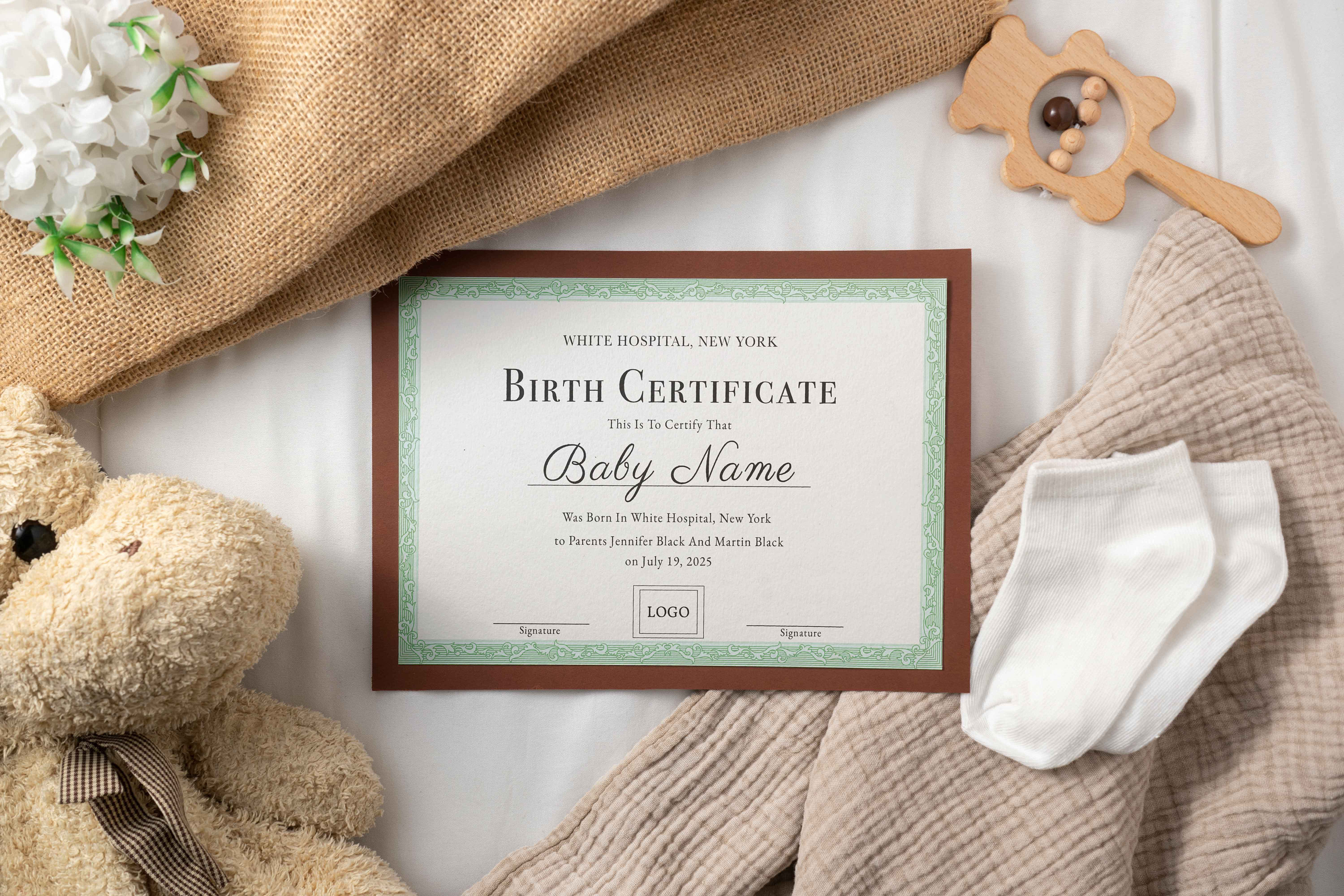 Birth Certificate Template, Printable Certificate of Birth, Maternity ...