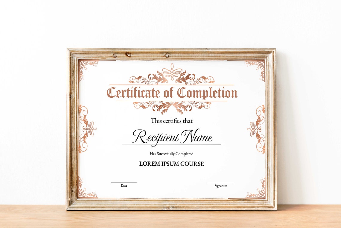 Editable Certificate of Completion, Training Certificate Template ...