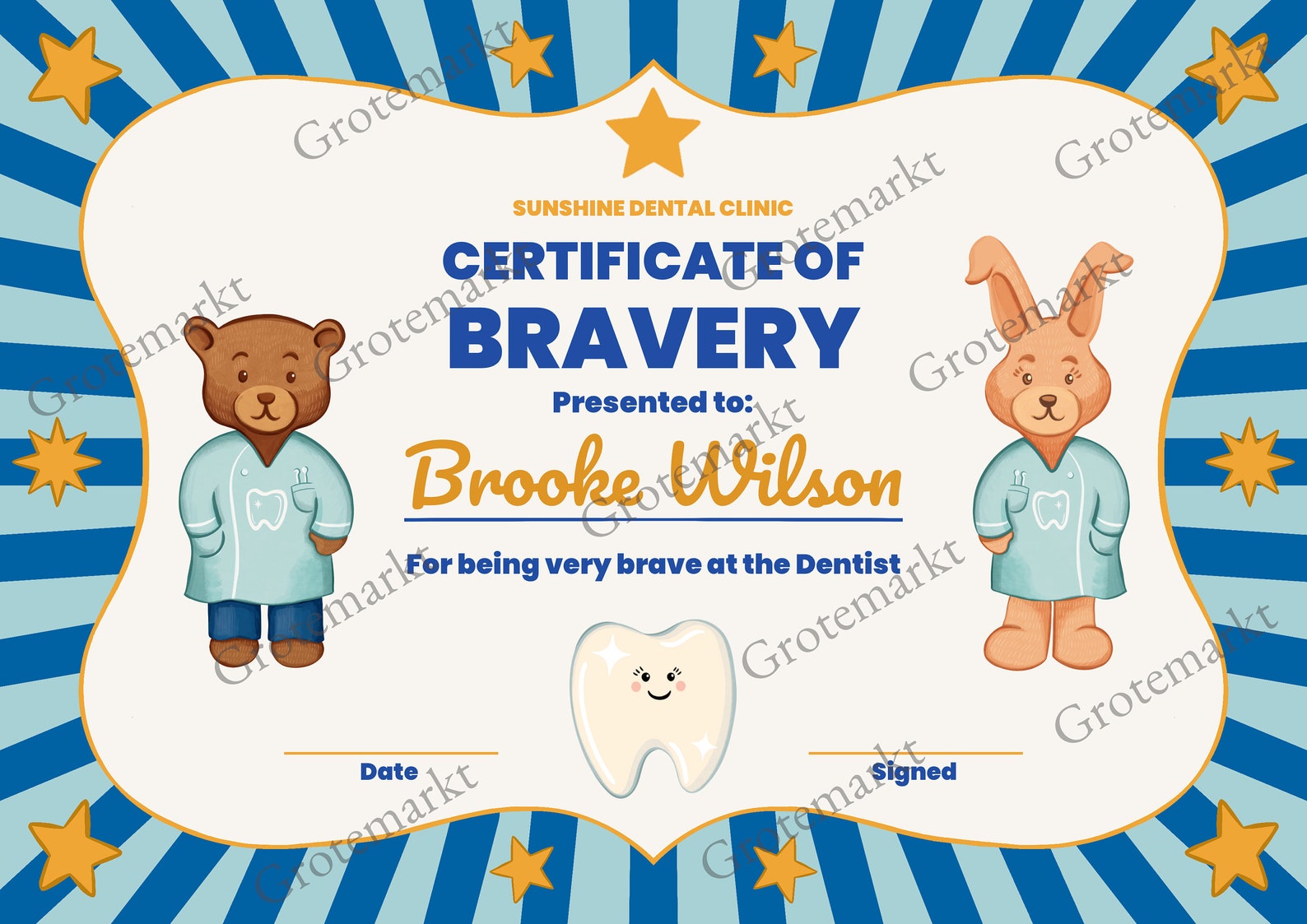 Dentist Certificate of Bravery for Children Printable PDF - Etsy