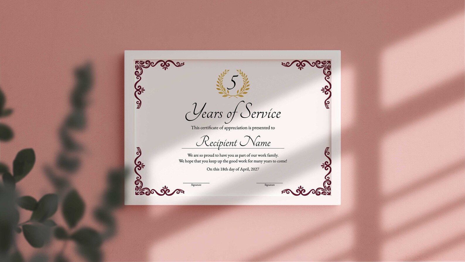 25 Years of Service Anniversary Award Certificate of Appreciation ...