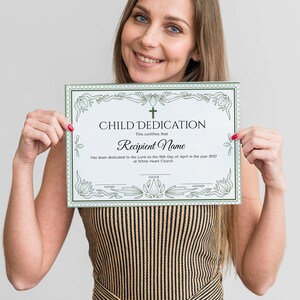 Greenery Child Dedication Certificate Template, Baby Dedication ...