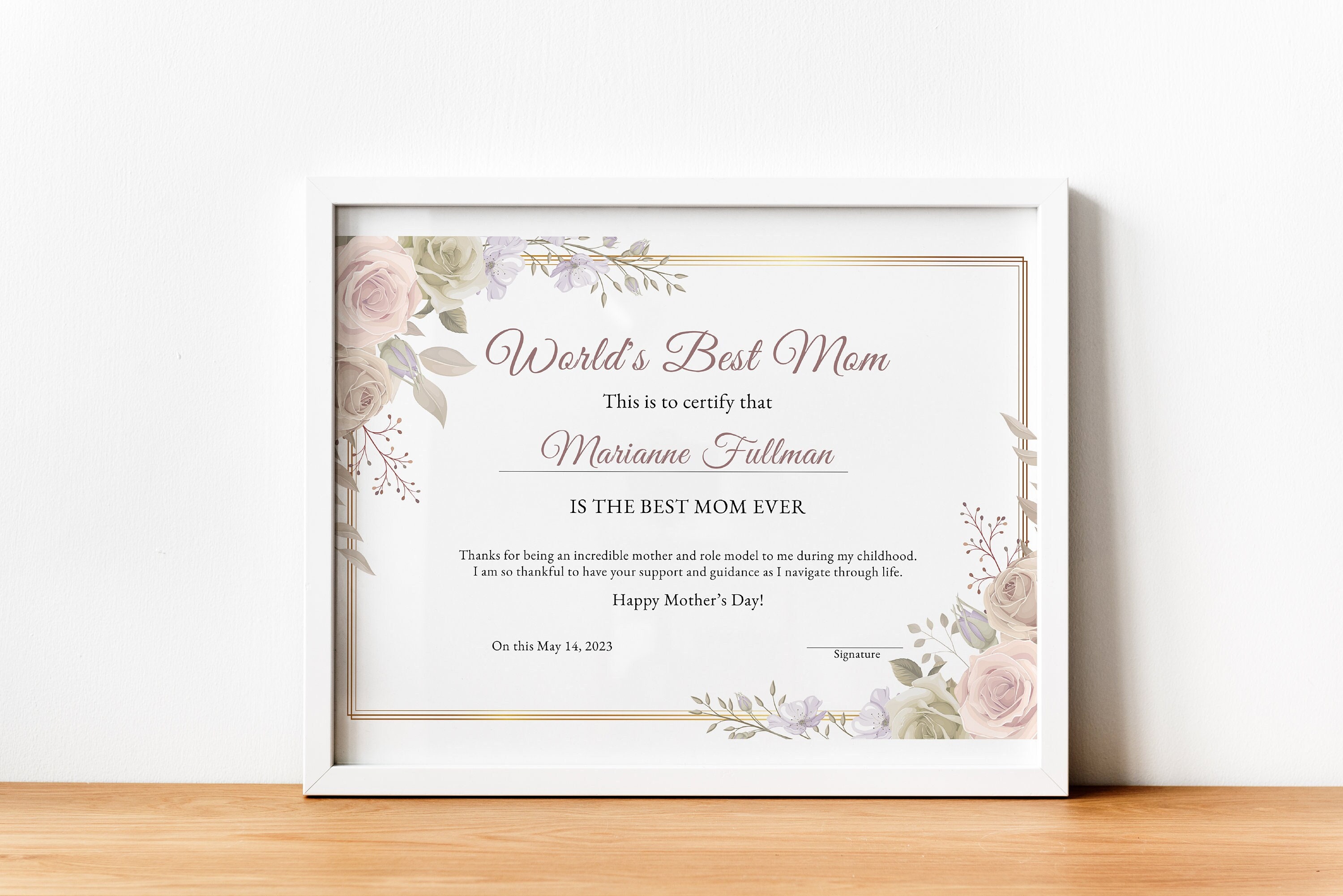 Editable Best Mom Certificate Template, Mother's Day Certificate Best ...