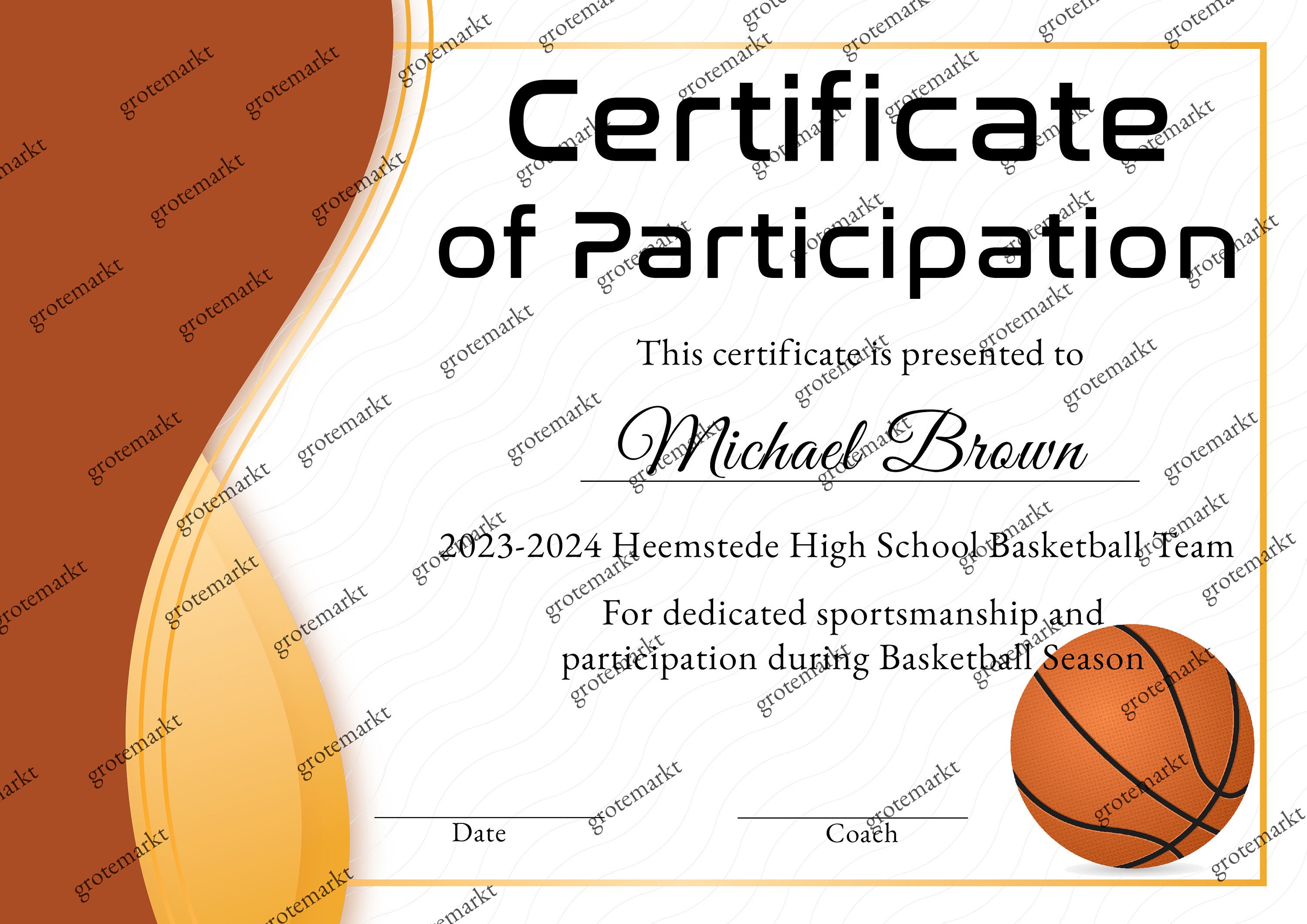End of Season Basketball Awards, Editable Certificatetemplate, Team ...