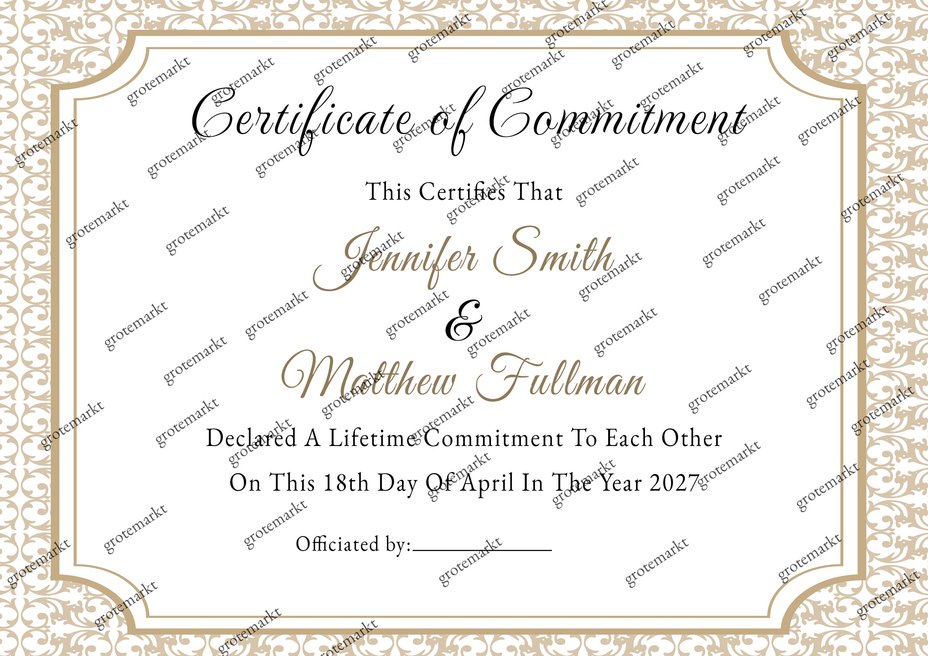 Certificate of Commitment Editable Template, Greenery Commitment ...