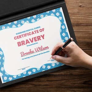 Editable Dentist No Cavities Club, Certificate of Bravery Template ...