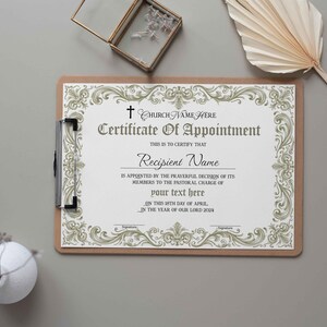 Editable Appointment Certificate Template, Printable Bishop Pastor ...