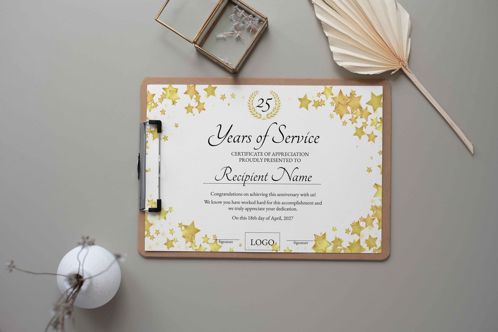 25 Years of Service Anniversary Award Certificate of Appreciation ...